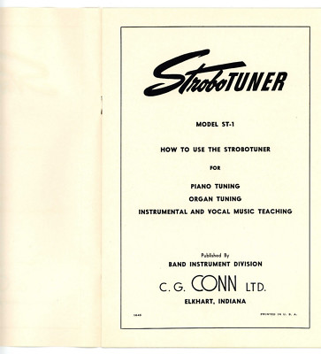 C G Conn Strobotuner ST-1 Manual Foldout Ad Lektro Tuner Ad Correspondence More | eBay