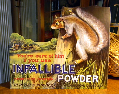 Hercules Powder Co. Infallible Gunpowder Squirrel Standing Advertising ...