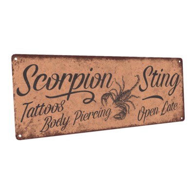 Scorpion Sting Tattoos Metal Sign; Wall Decor for Mancave, Den, or ...