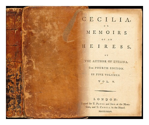 BURNEY, FANNY (1752-1840) Cecilia : or memoirs of an heiress / by Miss ...