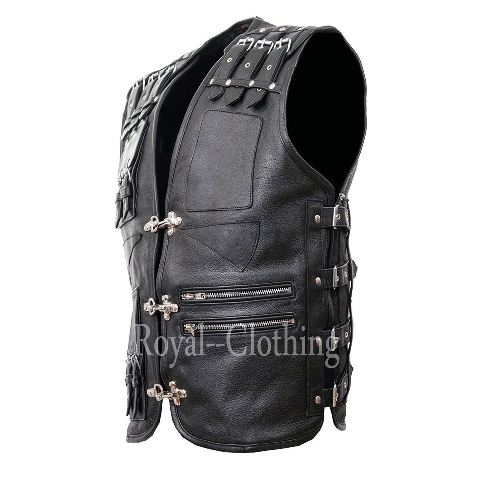 Men's New Heavy Buckled Rocker Biker Motorcycle Genuine Cow Leather ...