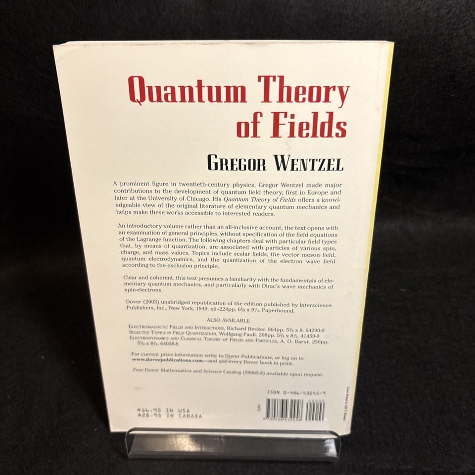 Quantum Theory of Fields by Gregor Wentzel Dover TPB 2003 | eBay