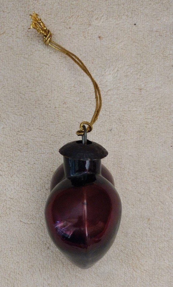 Large Vintage German Kugel Purple Heart Glass Christman Tree Ornament ...