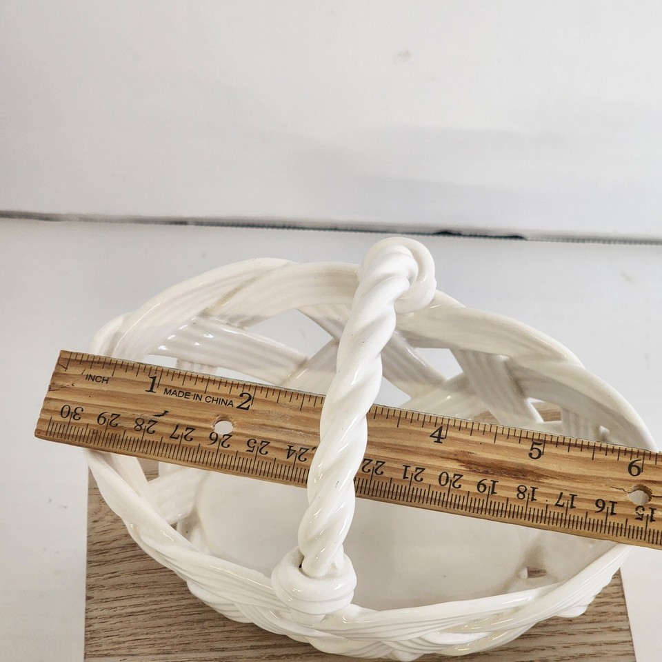White Vtg. Ceramic Basket Weaved Bowl Tawain 5in. Tall 6 In. Wide | eBay
