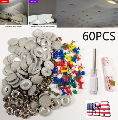 60x Car Roof Buckles Headliner Repair Pin Kit Ceiling Fixing Rivets ...