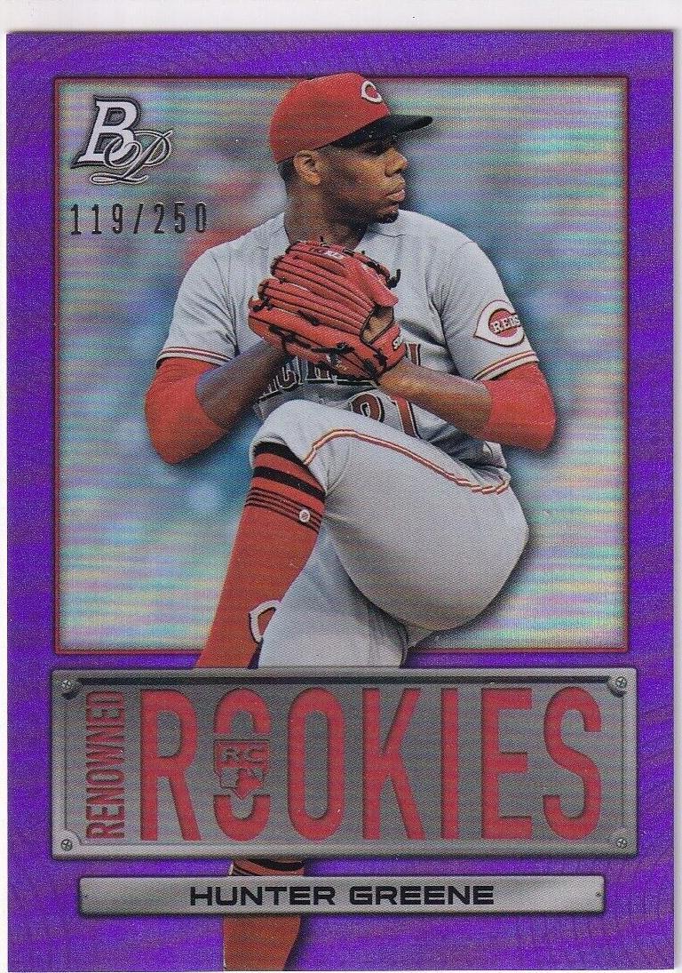 2022 Bowman Platinum - Renowned Rookies Hunter Greene #RR-16 Purple ...