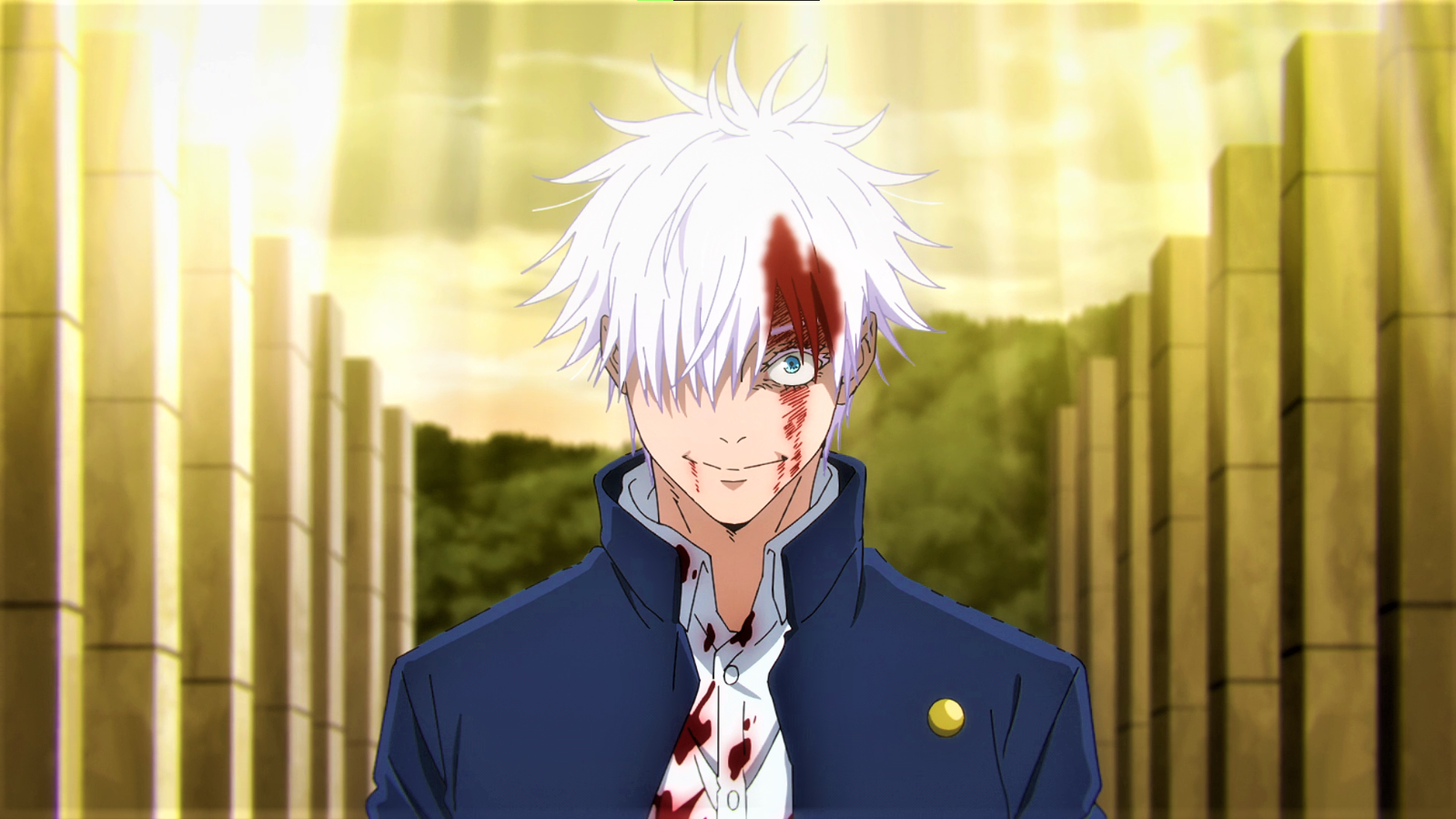 Anime jujutsu kaisen satoru gojo blood white hair blue Playmat Gaming ...