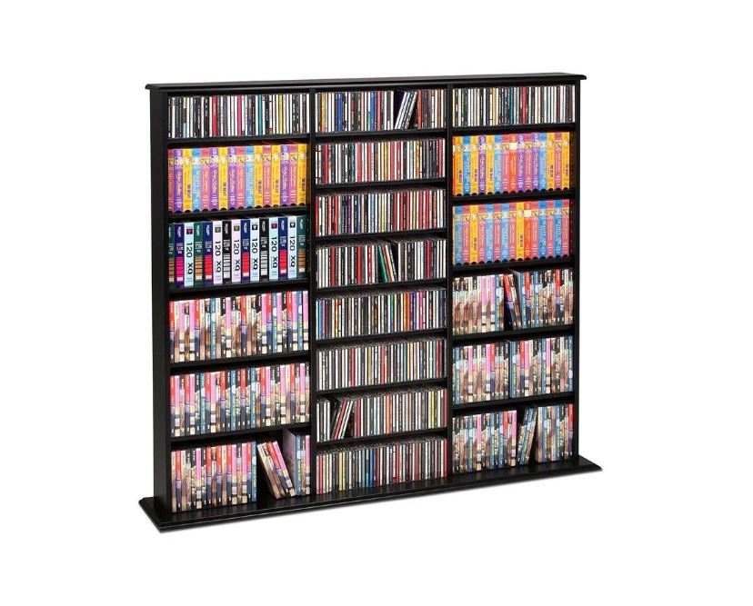 Home DVD Storage Media Cabinet CD VHS Blu-Ray Multimedia Wall Unit ...