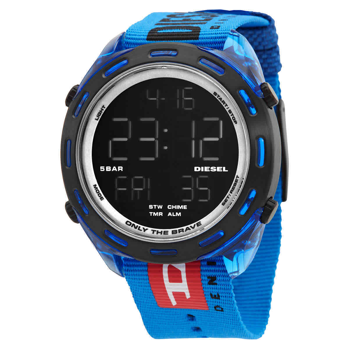 Diesel Crusher 46mm Case Stainless Steel, Nylon Band Blue Wristwatch ...