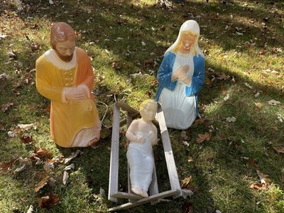 Vintage Poloron Blow Mold Christmas Nativity 26 “Mary & Joseph 17”Baby ...