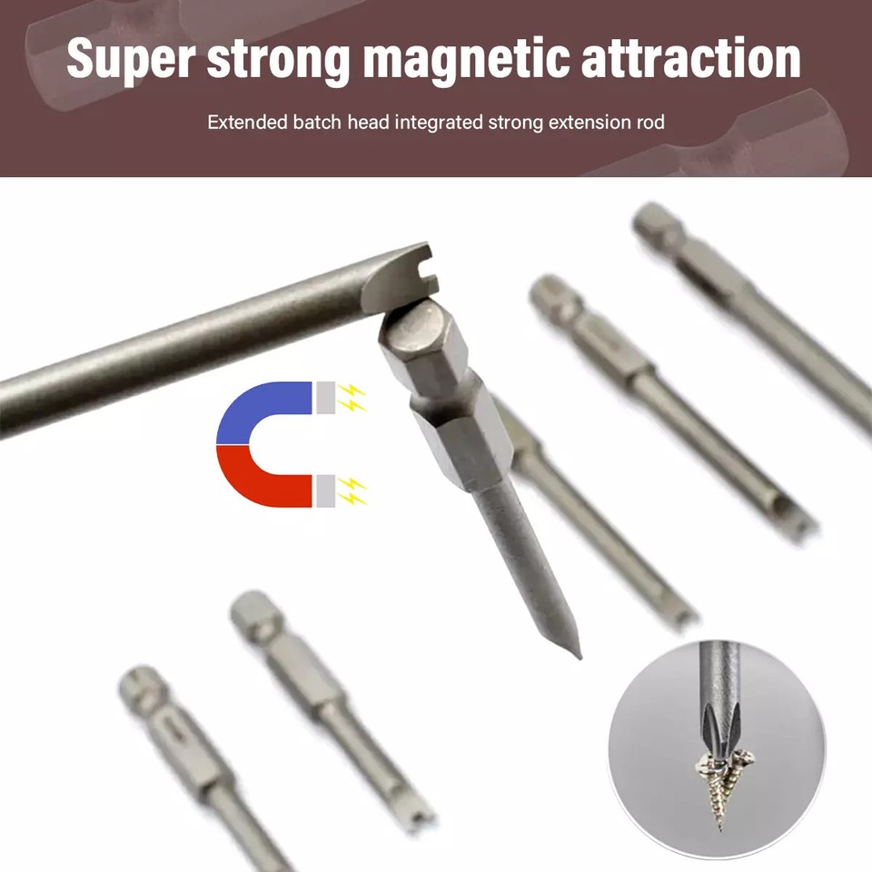 50pc Magnetic Screw Driver Bit Kit Extra Long Torx Hex Spline Star Pozi ...