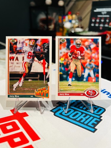 1991 Upper Deck Football Card #475 Jerry Rice TEAM MVP + BASE #57 SF ...