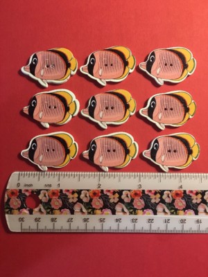 Lot Of 9 Wooden Fish Buttons | eBay