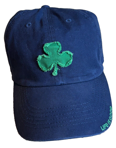 NWT Men's Life Is Good Shamrock Baseball Cap - Navy Hat Tattered Chill ...