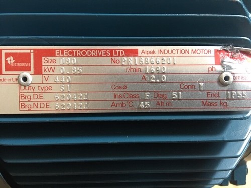 Electrodrives Ltd Alpak AC Induction Motor D80 PR18866201 3 Phase 1690 R/Min | eBay UK
