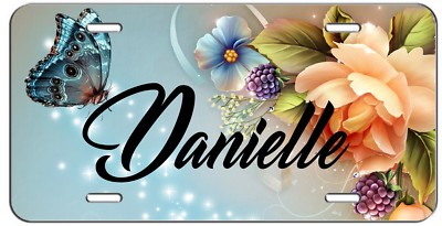 PERSONALIZED CUSTOM BUTTERFLY AND FLOWERS VANITY LICENSE PLATE AUTO TAG ...