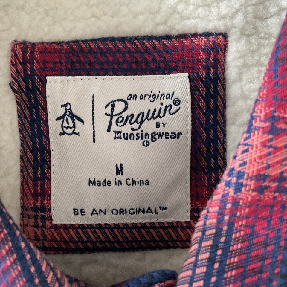 Penguin Fleece Lined Shirt Jacket Sz M Dark Sapphire Plaid $145 | eBay