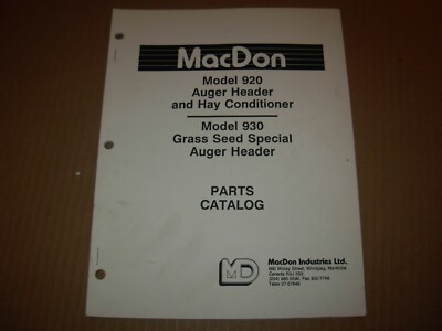 MacDon 920 & 930 Auger Header Parts Manual | eBay