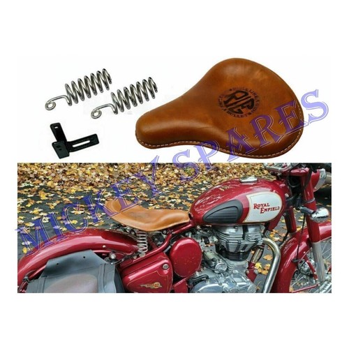 Front Solo Leather Seat Brown Tan For Royal Enfield Classic 500cc 350cc ...