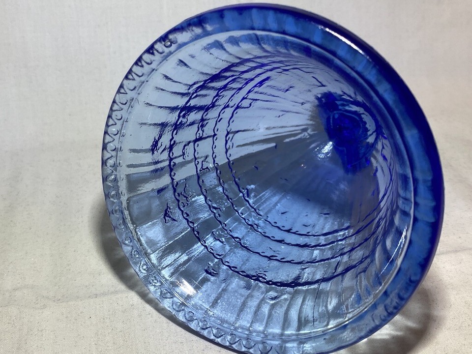 aqua Blue glass girl doll candy container floral woman bell wedding ...