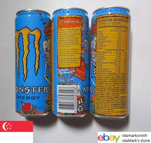 Empty MONSTER ENERGY can SINGAPORE 355ml ULTRA Blue MANGO LOCO 2022 ...
