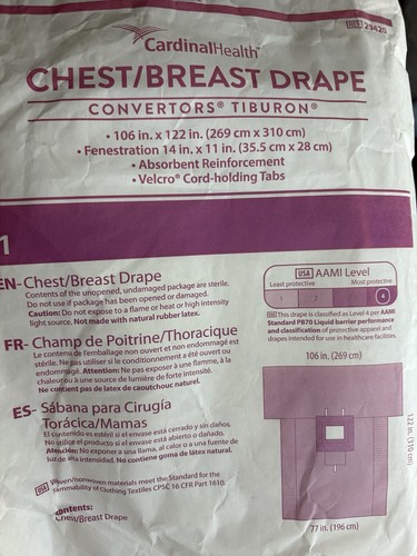 LOT of 6x- Cardinal Sterile Chest/Breast Surgical Drape, Level 4 ...