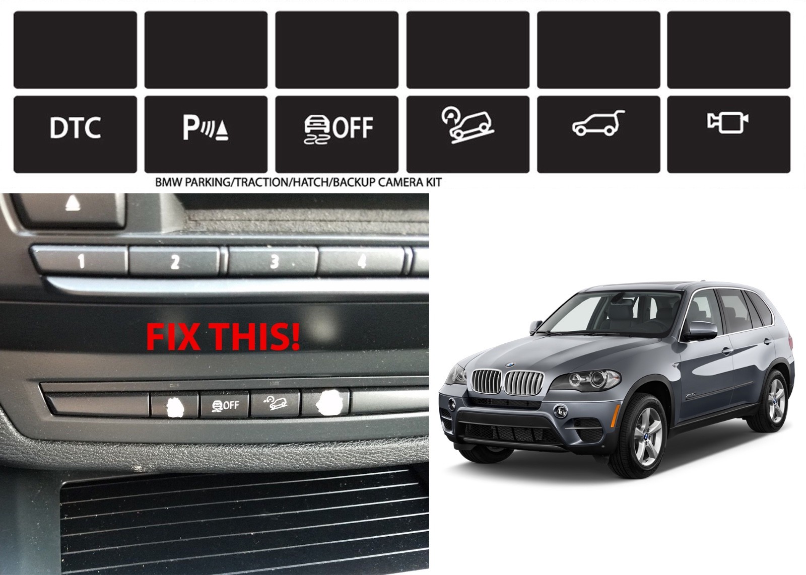 Replacement Dash Button Stickers DTC Traction Control For 2007-2013 BMW ...