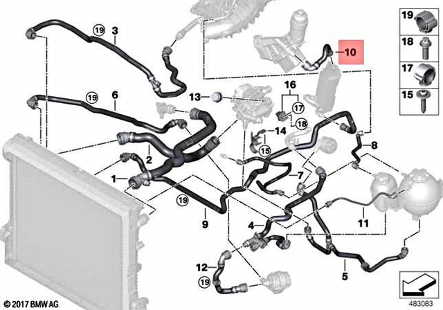 Genuine BMW X3 G01 G02 G08 Transmission Oil Cooler Line Return ...