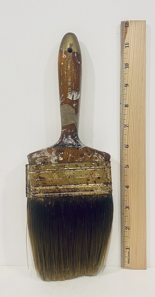 Vintage Large Paint Brush Rustic Decor Primitive Wooden Handle ...