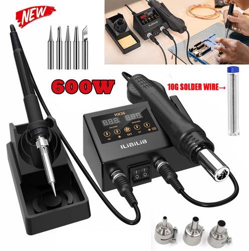 SMD Rework 600W Soldering Iron Station Digital Welding Hot Air Gun ...