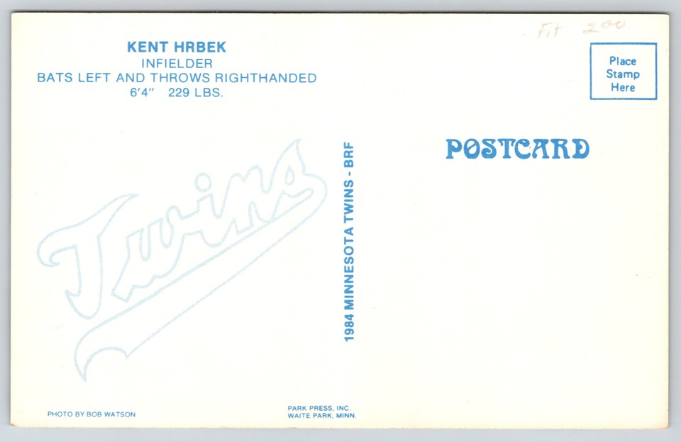 Baseball~Kent Hrbek Infielder For Minnesota Twins~Vintage Postcard | eBay