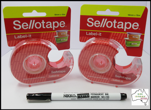 2 Sellotape LABEL Tape 18mmx15M Roll Dispenser Easy Cheap Labelling ...