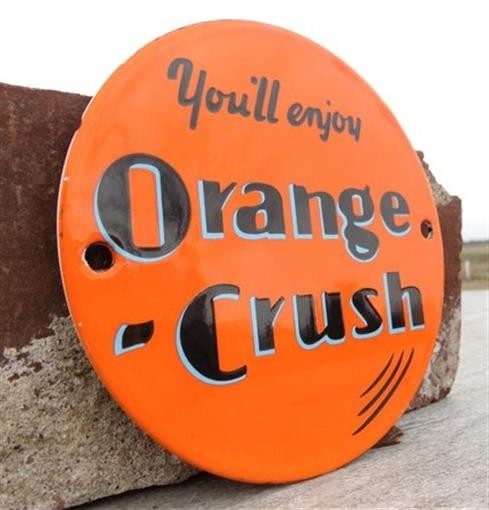 Orange Crush Sign, Soda Pop Metal Porcelain Advertising Sign, Soft ...