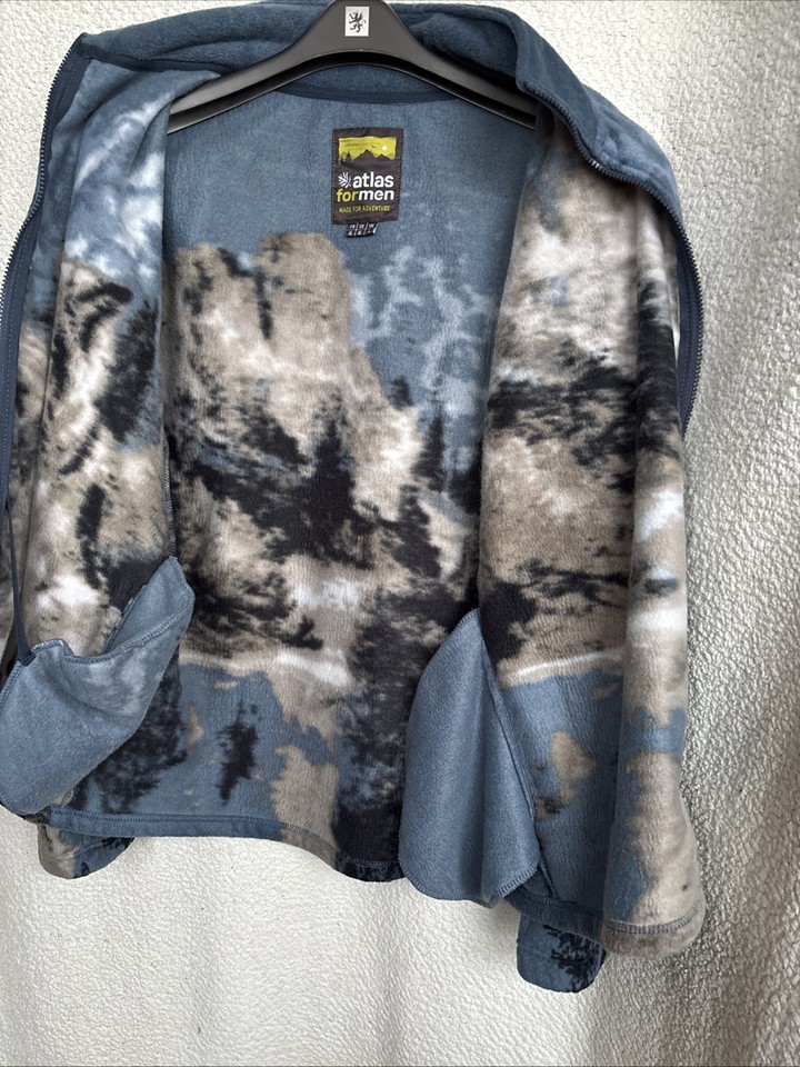 Vintage Atlas Men's Wolf Print Fleece Jacket Size L Excellent Condition ...