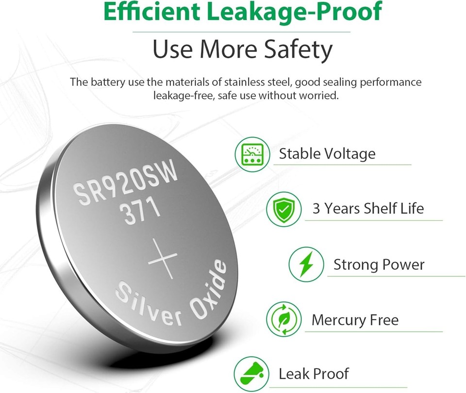 10 Pack SR920SW 371 370 AG6 Battery 1.5V Button Cell Watch Batteries | eBay