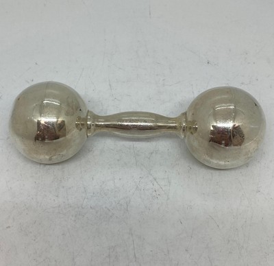 Tiffany & Co Sterling Silver 925 Barbell Baby Rattle Monogram Dings AA ...