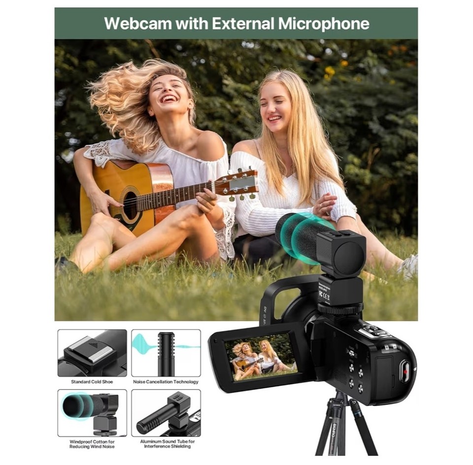 New 4K Vlogging Camera 64MP with Night Vision, Mic, Remote, Stabilizer ...