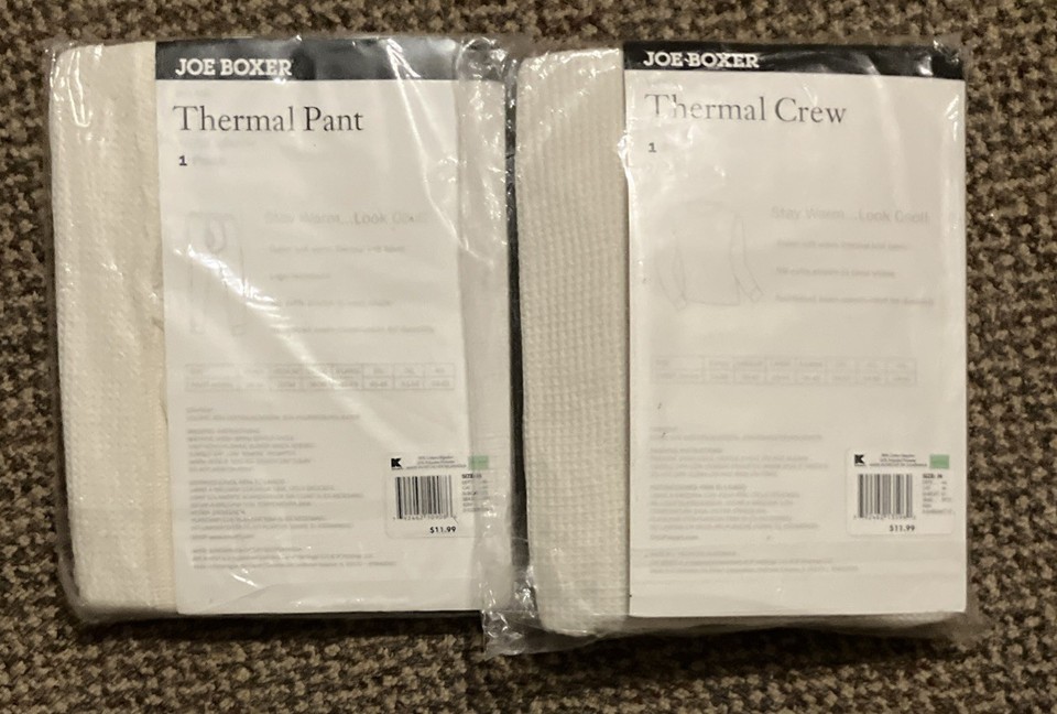 Vintage Joe Boxer Thermal Pant Ankle Length AND CREW TOP SET Men's Size ...