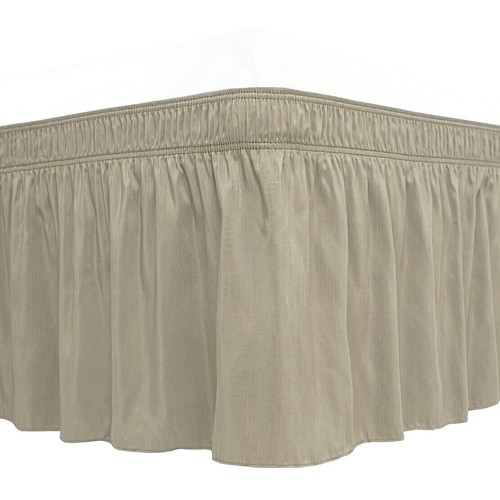 Taupe Solid - Elasticated Wrap Around Dust Ruffle Bed Skirt 650 TC ...