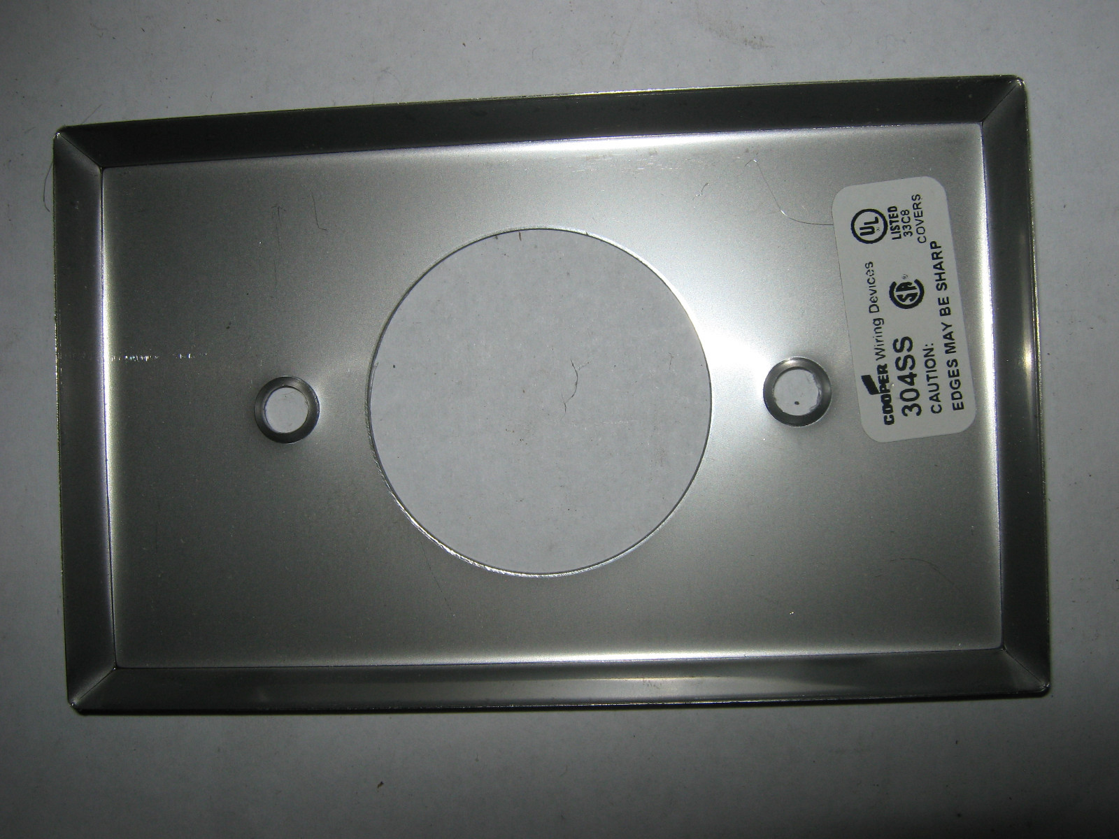 1 pc Cooper Stainless Steel Wallplate, 93111, 1.59" opening, 304SS ...