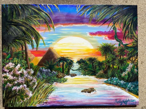Original Egyptian "Oasis" Acrylic Painting on Canvas by Holly Megan ...