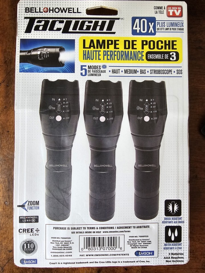 Flashlight Bell + Howell Taclight High-Powered Tactical Flashlight Pack ...