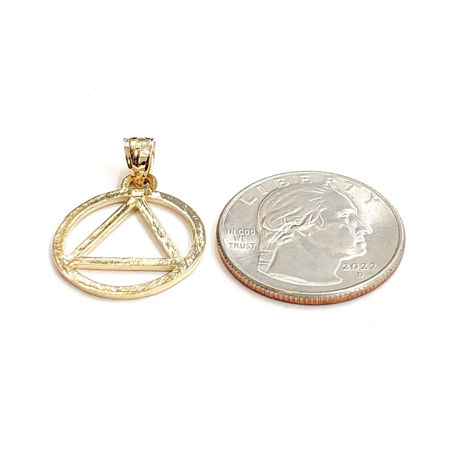 New 14k yellow Gold Alcoholics Anonymous circle triangle AA Symbol ...