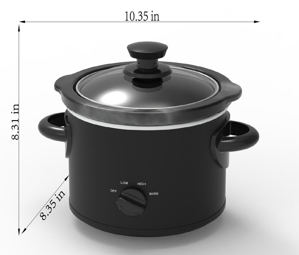 2 QT Slow Cooker Crock Pot Slow Cooker Matte Finish, Black Stoneware ...