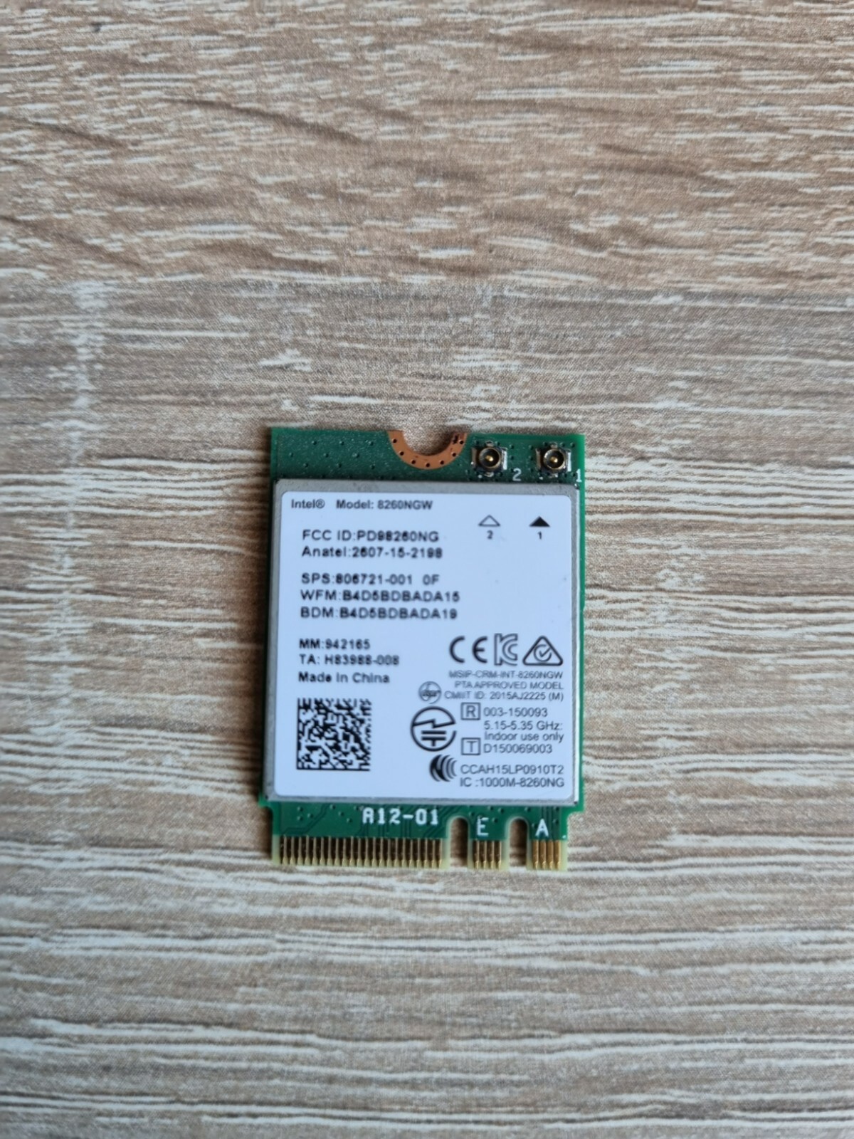 Genuine Intel® Dual Band Wireless 8260 NGW WiFi ac Bluetooth 4.2 PCIe ...