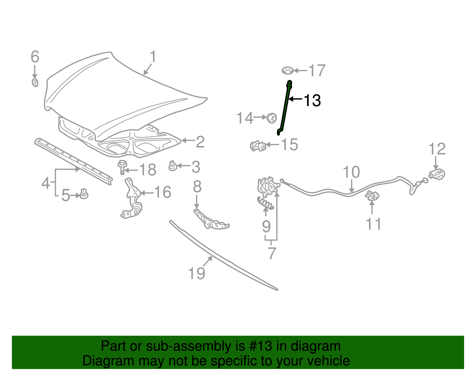 53440-12030 Toyota Rod Hood Support 5344012030 Genuine OEM Part for ...