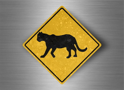 Sticker decal warning car beware road sign warning panther | eBay UK