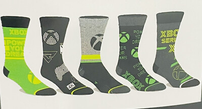 5 Pair XBOX Casual Crew Socks XBOX Official Gear Adult Shoe Size 8-12 ...