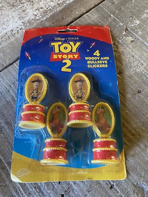 disney pixar TOY STORY 2 party toys 4 WOODY BULLSEYE CLICKERS vintage ...