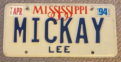 Mississippi VANITY License Plate MICKAY | eBay